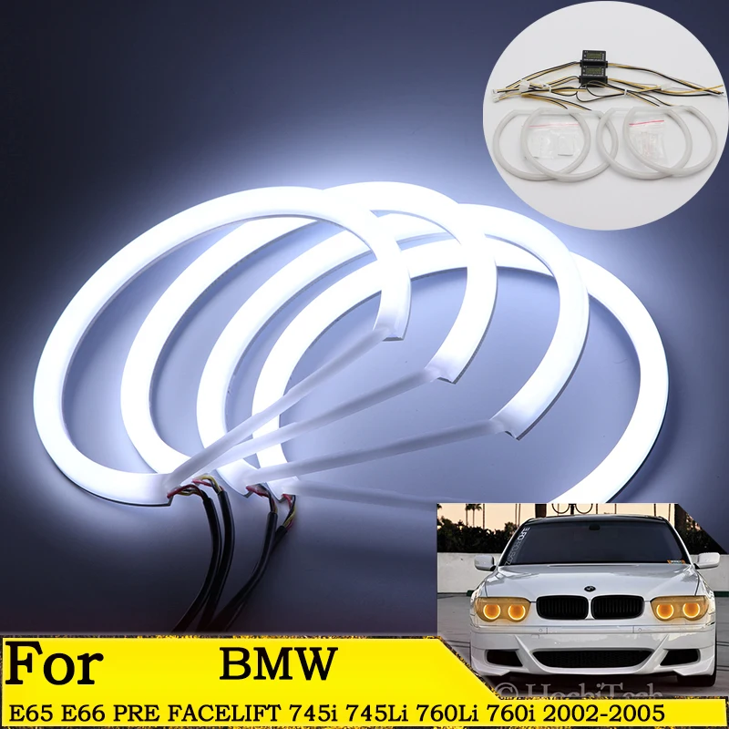 SMD-Cotton-Light-Switchback-LED-Angel-Eye-Halo-Ring-Kit-For-BMW-E65-E66 ...