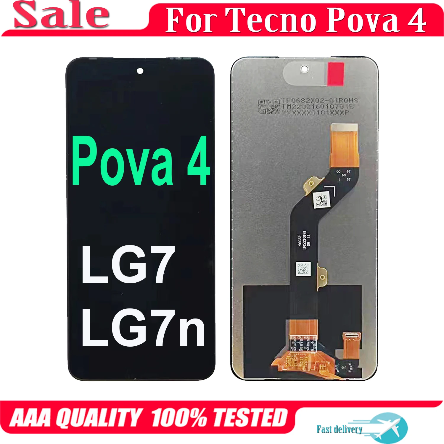 6.82'' For Tecno Pova 4 Pova4 LG7 LG7n LCD Display Touch Screen ...