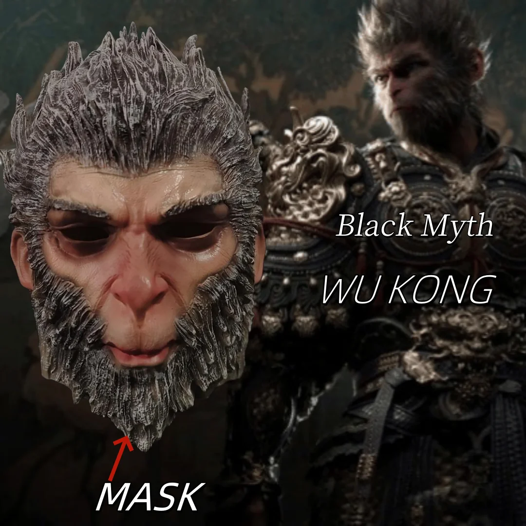 Black-Myth-Wukong-Monkey-King-Mask-Halloween-and-Theme-Party-Cartoon ...