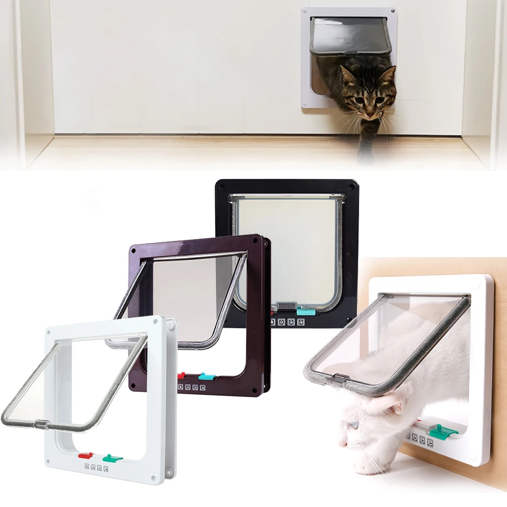 Smart-Pet-Door-With-4-Way-Security-Lock-Flap-Door-For-Dog-Kitten-ABS ...
