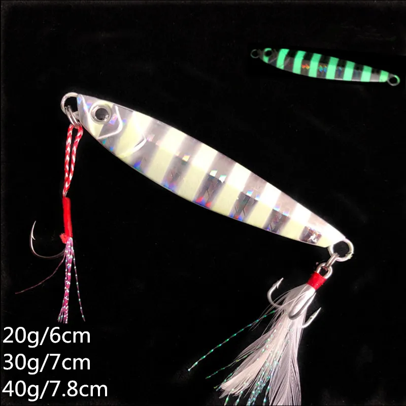 20g-30g-40g-Glow-Silver-Shore-Cast-Jigging-Lure-3Pcs-Lot-Boat-Fishing ...