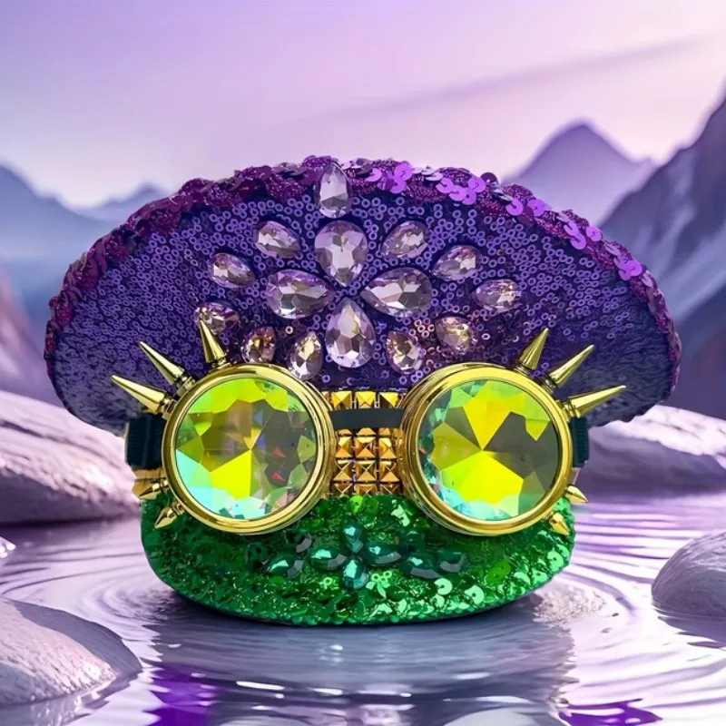 HongLuan Golden Goggles Mardi Gras Captain Hats Rhinestone for Festival ...