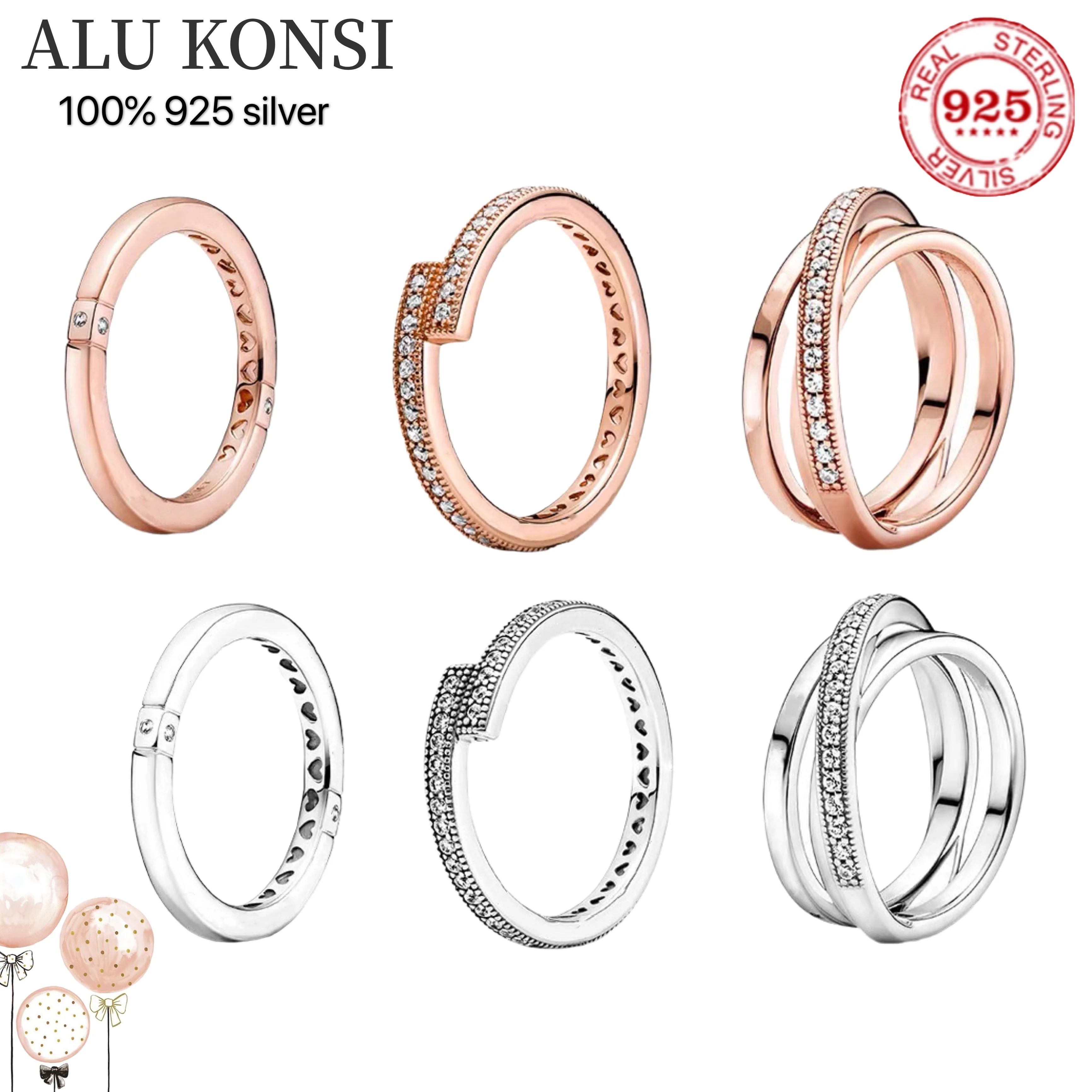 Anillo de tres anillos de plata 100% S925 para wowen, colgante multicolor de dos colores, anillo ...