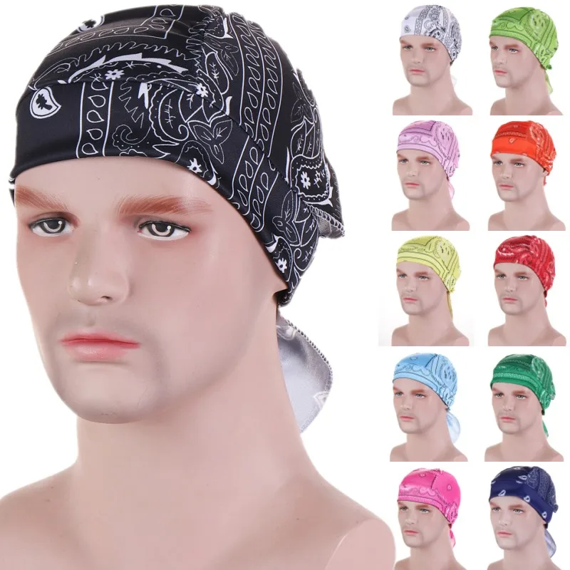 Satin Unisex Print Turban Caps Women Durag Bandanas Hat Fashion Floral ...