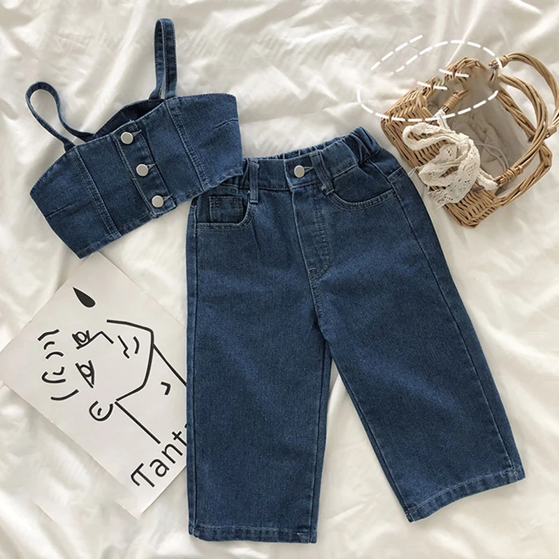 Meninas Outfit Sets Verão Crianças Roupas Casuais Para Meninas Denim ...