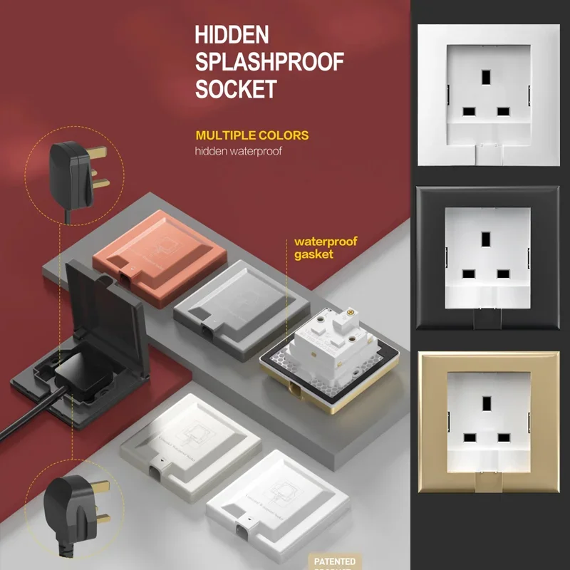 UK Plug 13A Wall Embedded Socket Panel, Hidden Wall 220V Electrical ...
