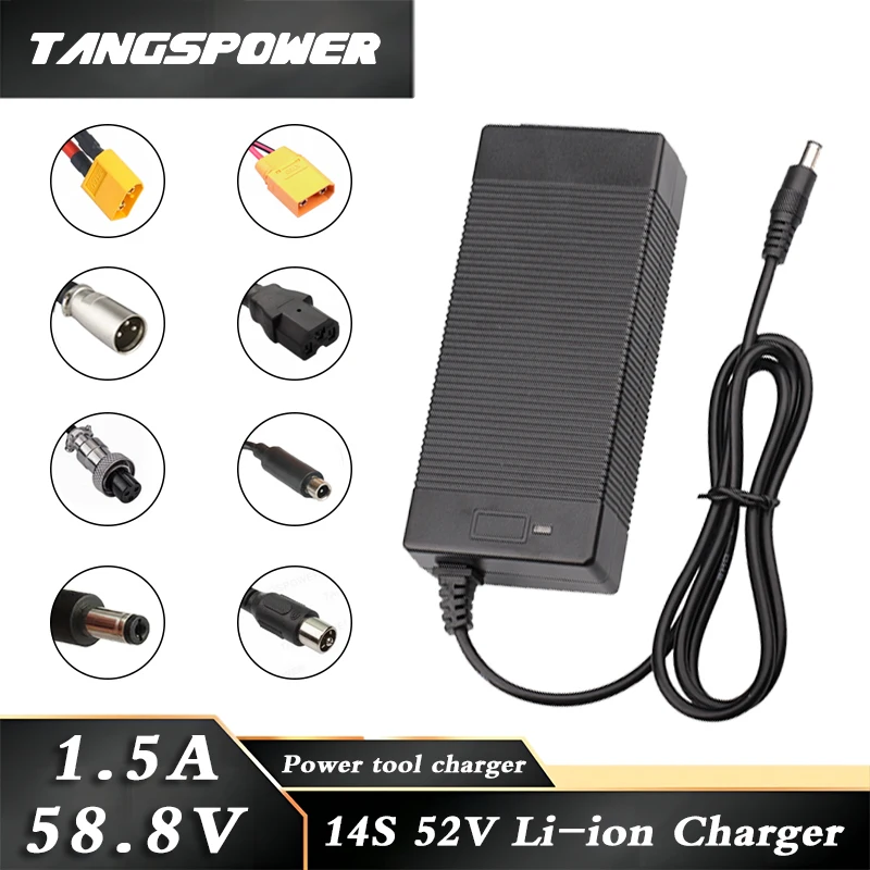 58.8V 1.5A Lithium Battery Charger For 14Series 52V Li-ion Battery Pack ...