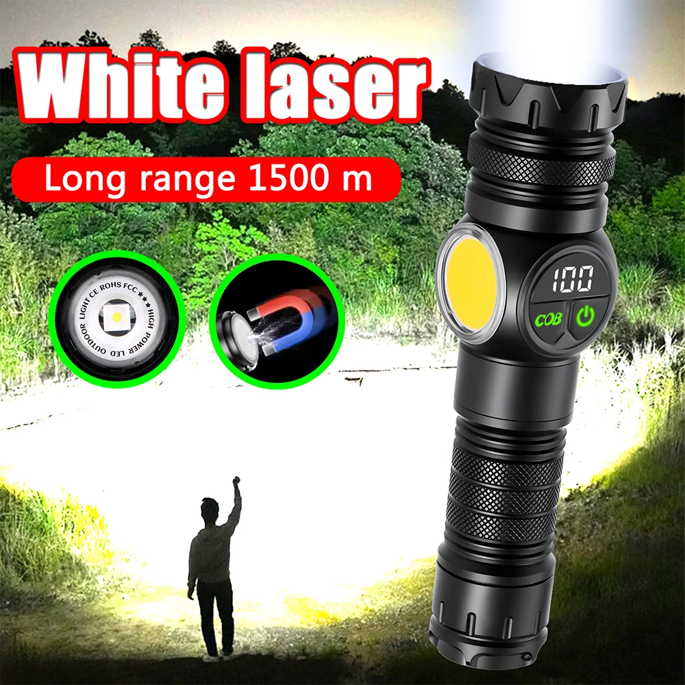 COB-Glare-Flashlight-Long-Range-Zoom-White-Laser-Tail-Strong-Magnetic ...