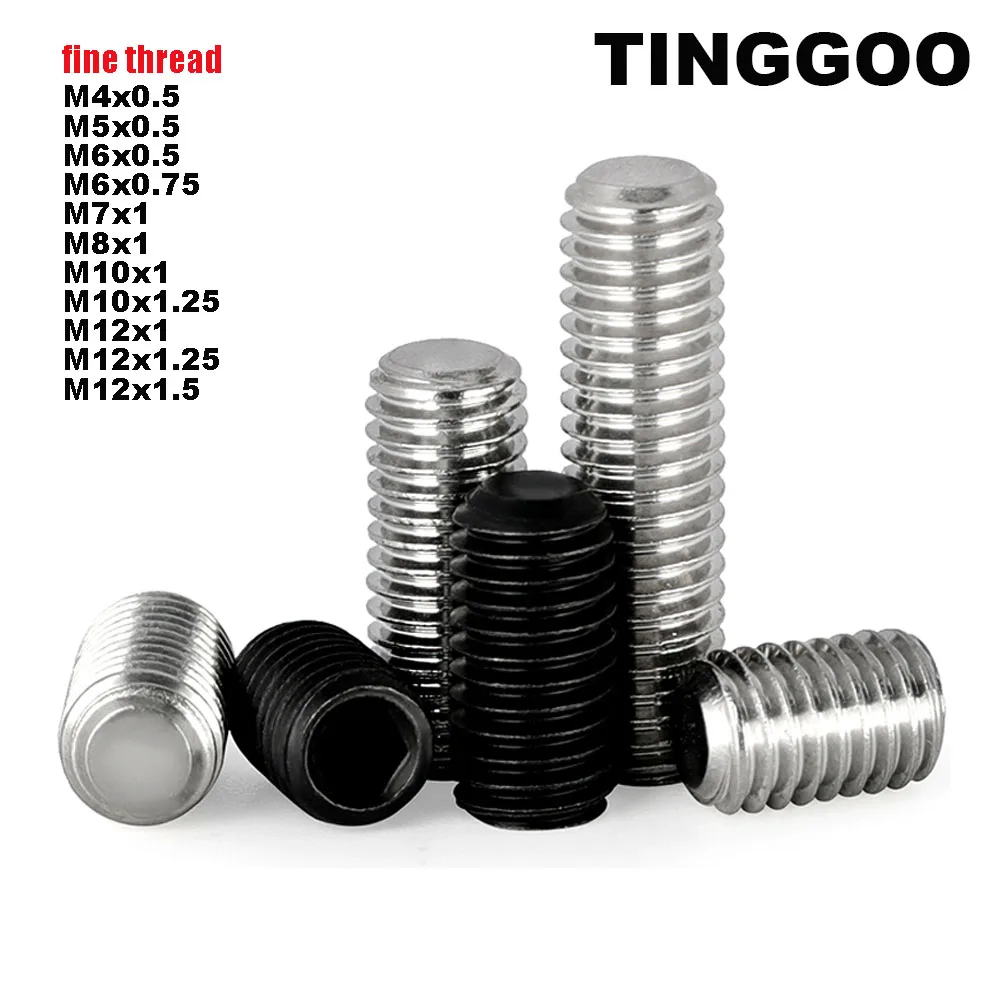 Juego de tornillos sin cabeza, tornillo hexagonal Allen de rosca fina, M4, M5, M8, M10, M12, 304 ...