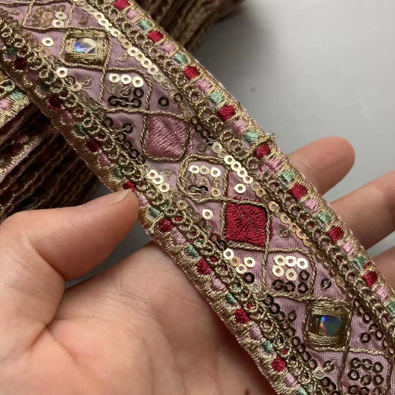 1-Yards-Pink-4-5cm-Wide-Ethnic-Style-Embroidery-Lace-Accessories ...