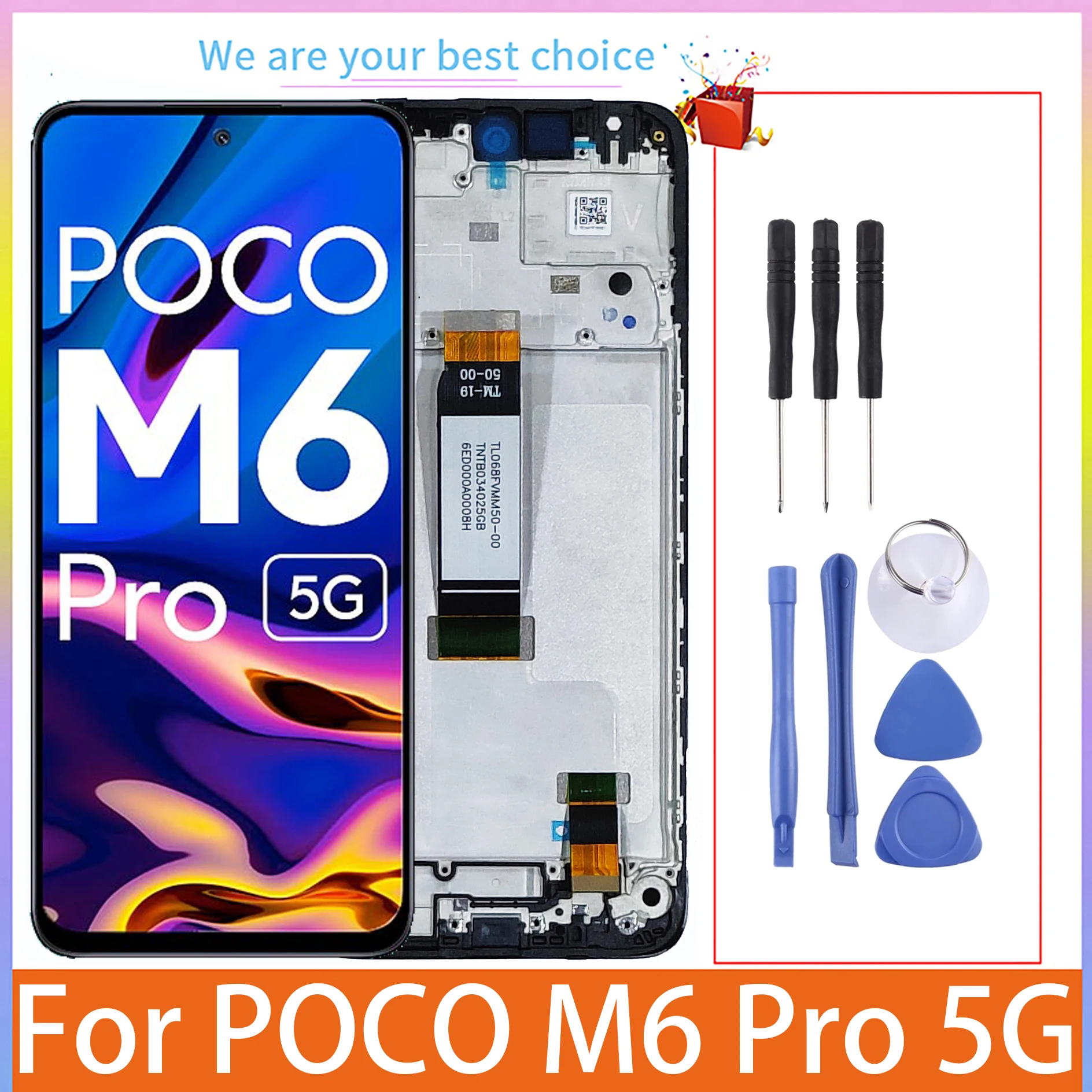 6.79" For POCO M6 PRO 5G LCD Display With Frame Touch Screen 23076PC4BI ...