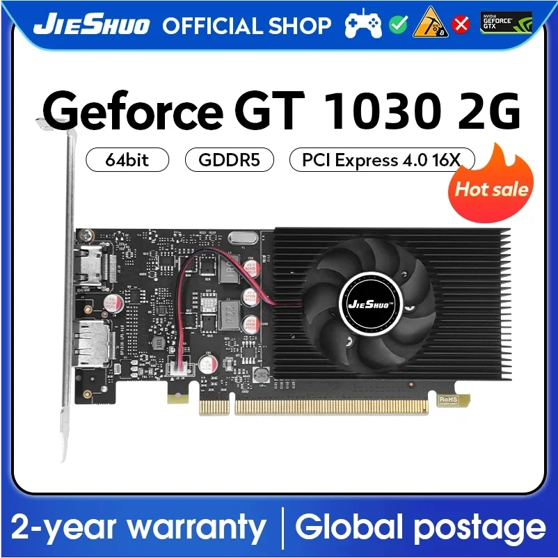 JIESHUO-NVIDIA-GT1030-2GB-gaming-graphics-card-computer-components-GDDR5-GPU-desktop-DVI-64Bit ...