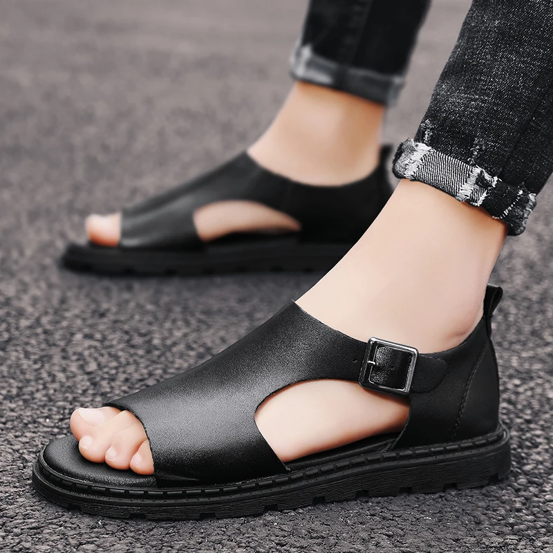 Zapatos-Vintage-de-cuero-de-vaca-para-hombre-chanclas-planas-informales ...