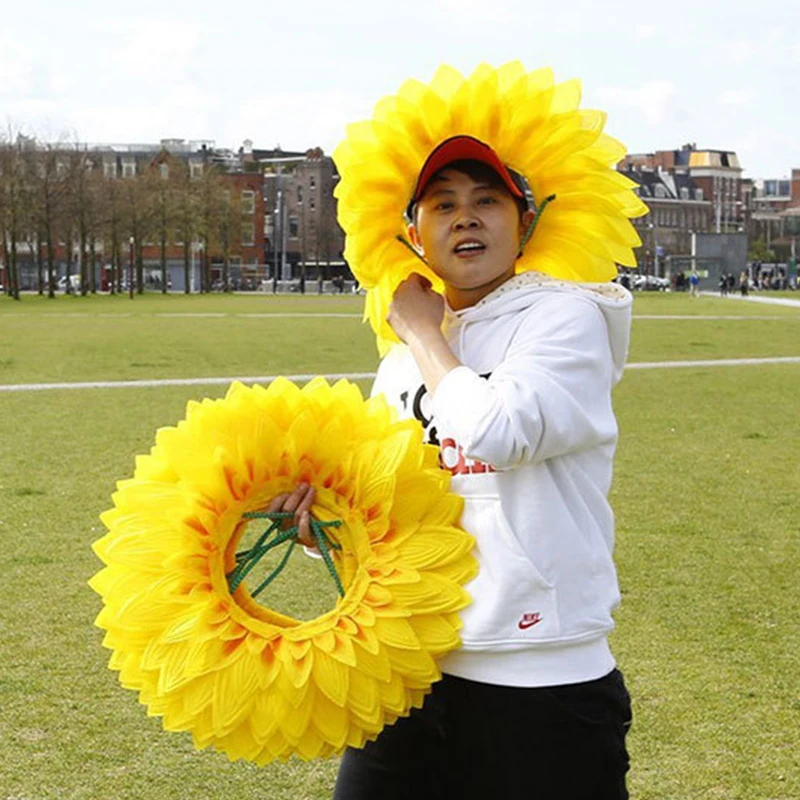 Sunflower-Headgear-Funny-Performance-Props-Yellow-Flower-Hat-Hood-For ...