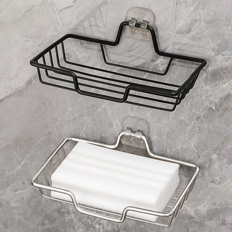 Stainless Steel Wall Mounted Soap Holder No Drill Bathroom Hanger Holds ...