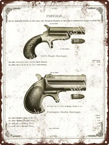 1890-Colt-Single-Shot-Derringer-Remington-Double-Pistols-Metal-Sign ...