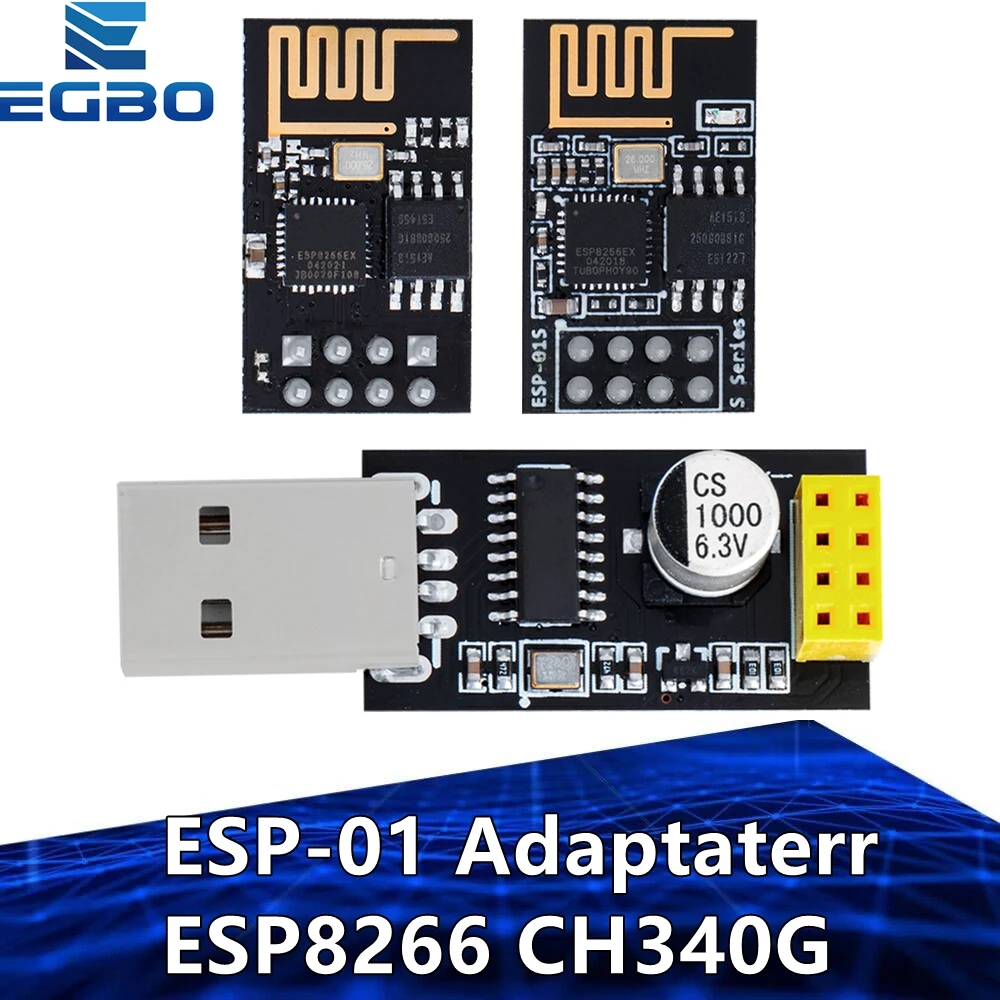 ESP01 Programmer Adapter UART GPIO0 ESP-01 Adaptaterr ESP8266 CH340G USB to ESP8266 Serial ...
