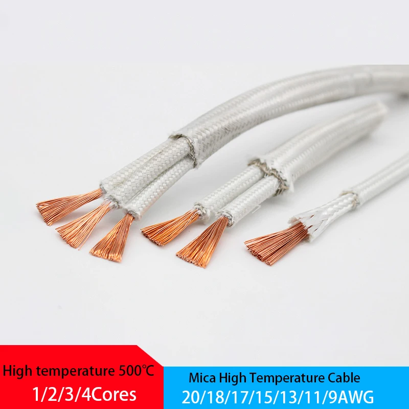 Mica High Temperature Wire Resistant 500 ℃ 1/2/3/4Cores 20/18/17/15/13/11/9AWG Flame Retardant ...