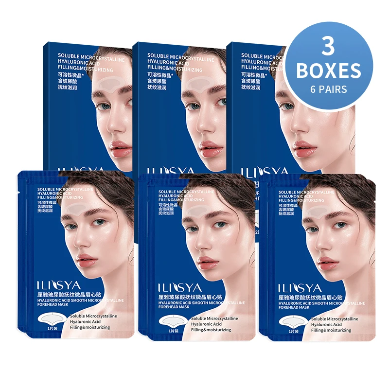 3 Boxes (6 PCS) Micro-Needle Forehead Anti-Wrinkle Patches Hyaluronic ...