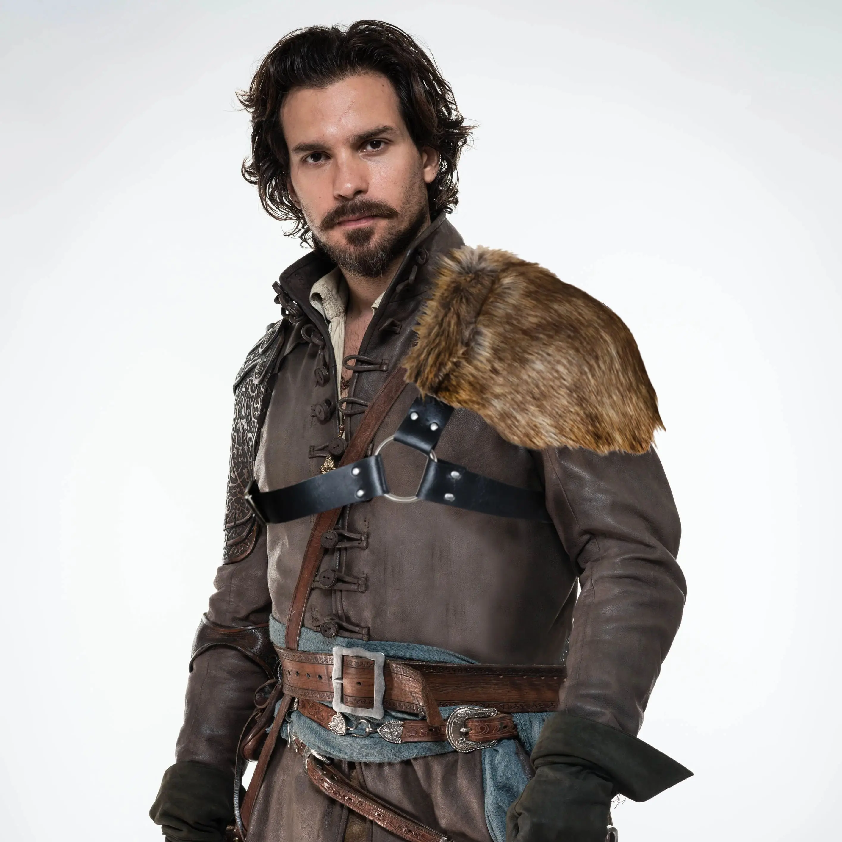 Renaissance Medieval Knight Viking Dress Up With Faux Fur Edge PU ...