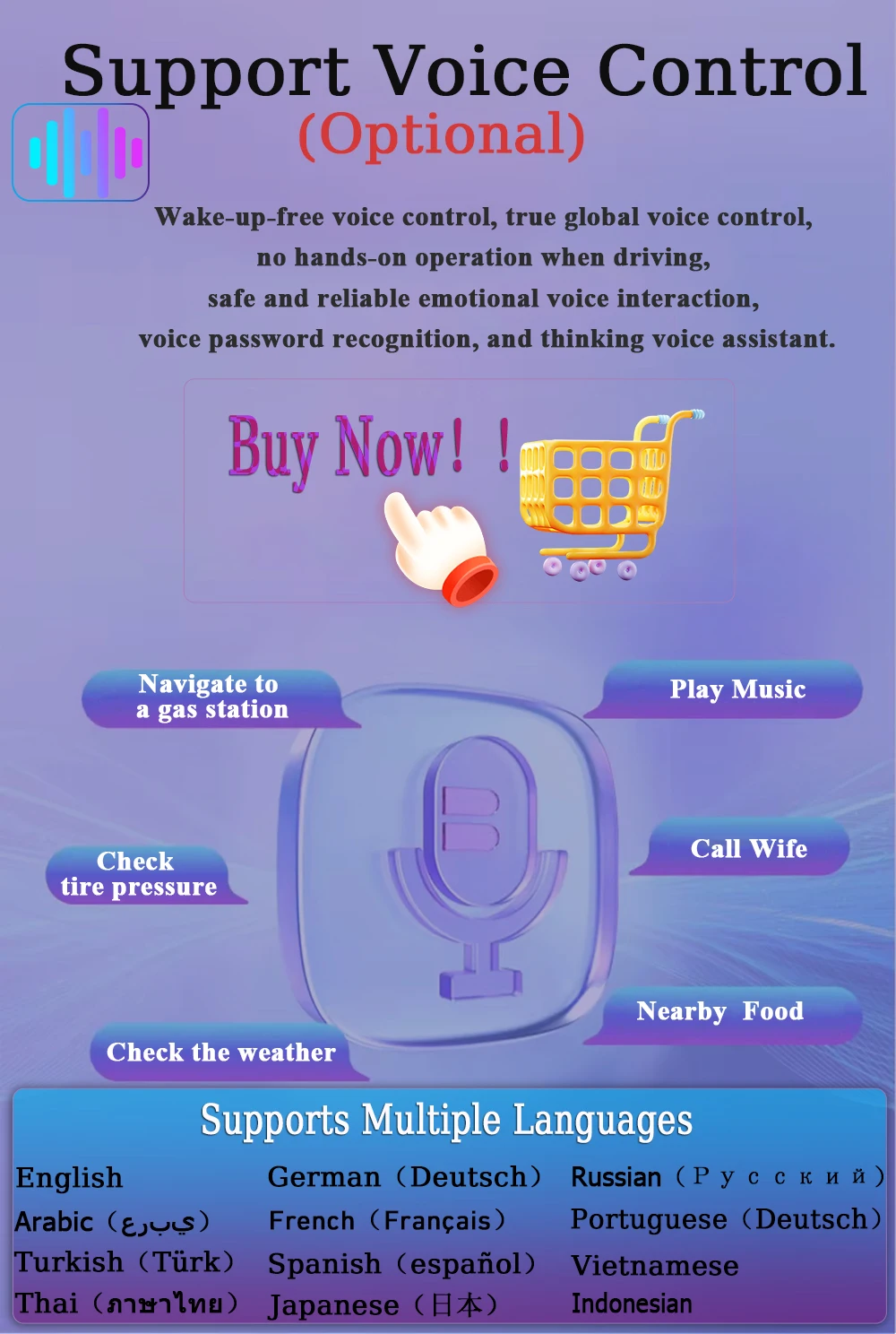 Android Voice Control Support English Portuguese Spanish German ...