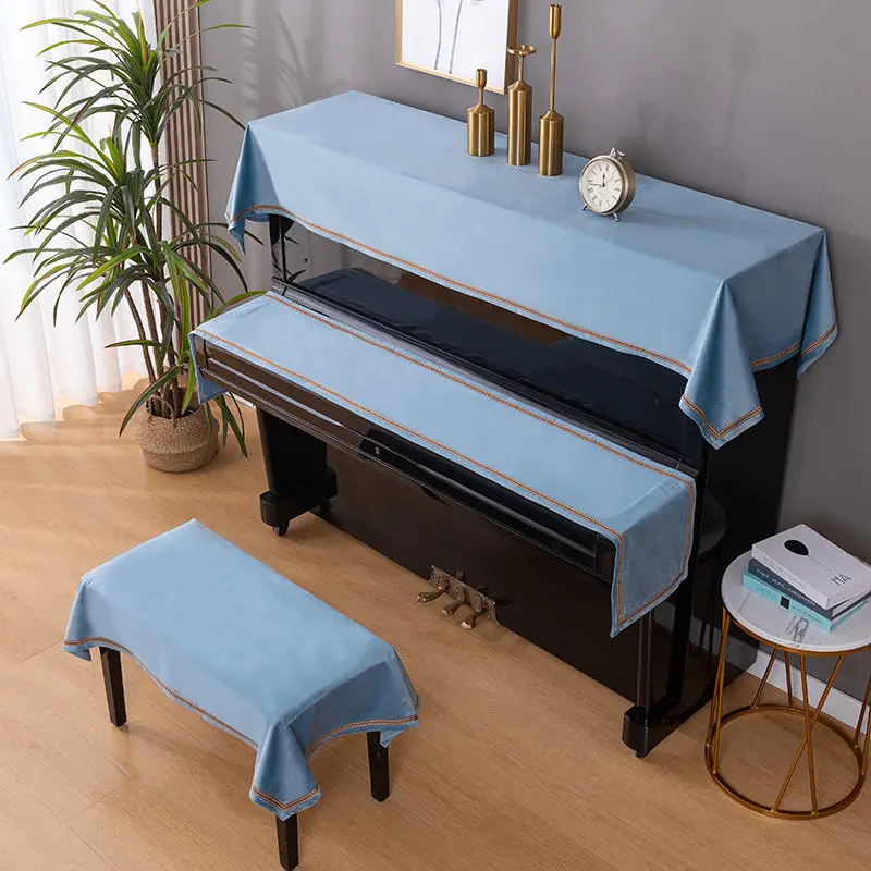 New-1-Pcs-Solid-Color-Upright-Piano-Cover-Stool-Cover-Simple-Half-Dust ...