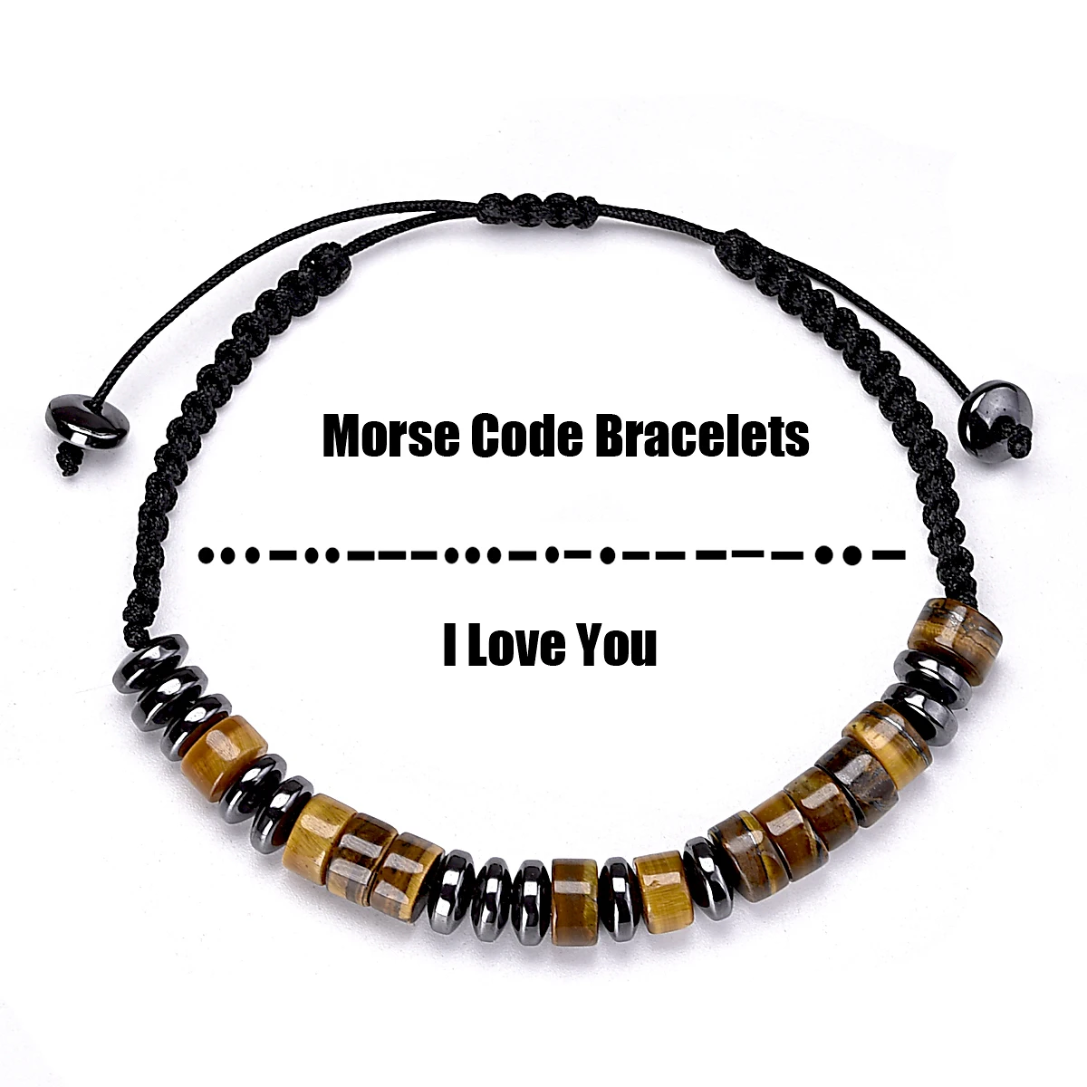 Natural-Tiger-Eye-Stone-Personalized-Custom-Morse-Code-Bracelet-For-Men ...