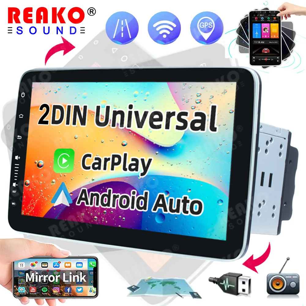 REAKOSOUND-CarPlay-Universal-2-Din-10-inch-Car-Radio-Multimedia-Player ...