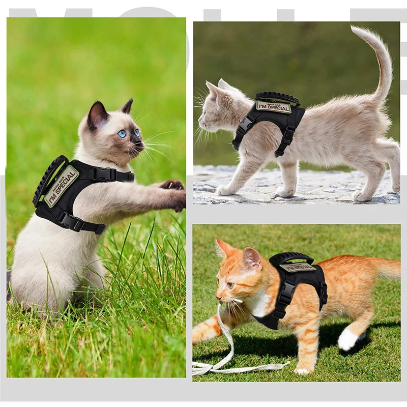 Tactical-Cat-Harness-Vest-Leash-For-Small-Dog-Adjustable-Kitten-Vest ...