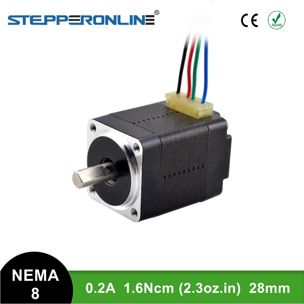 Nema 8 Stepper Motor 20BYGH 28mm 1.6Ncm(2.3oz.in) 4 lead 1.8deg 0.2A ...