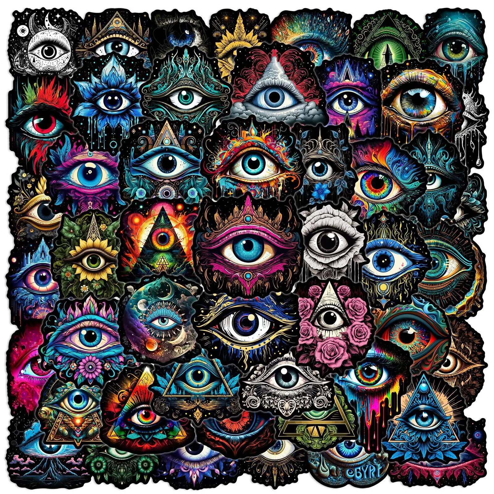 50PCS Terror Eyeball Cool Cartoon Graffiti Stickers DIY Phone Guitar ...