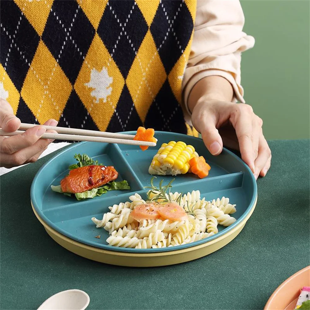 Wheat-Straw-Divided-Plate-Separate-Snack-Breakfast-Plate-3-Compartments ...