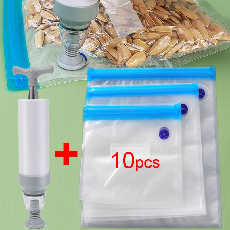 10Pcs Vacuum Sealer Bags Reusable Food Storage bag Household Vacuum ...