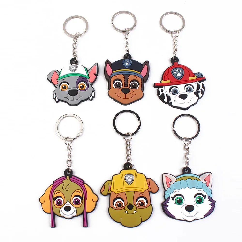 New-Cute-PAW-Patrol-PVC-Soft-Rubber-Keychains-Cartoon-Backpack-Key-Ring ...