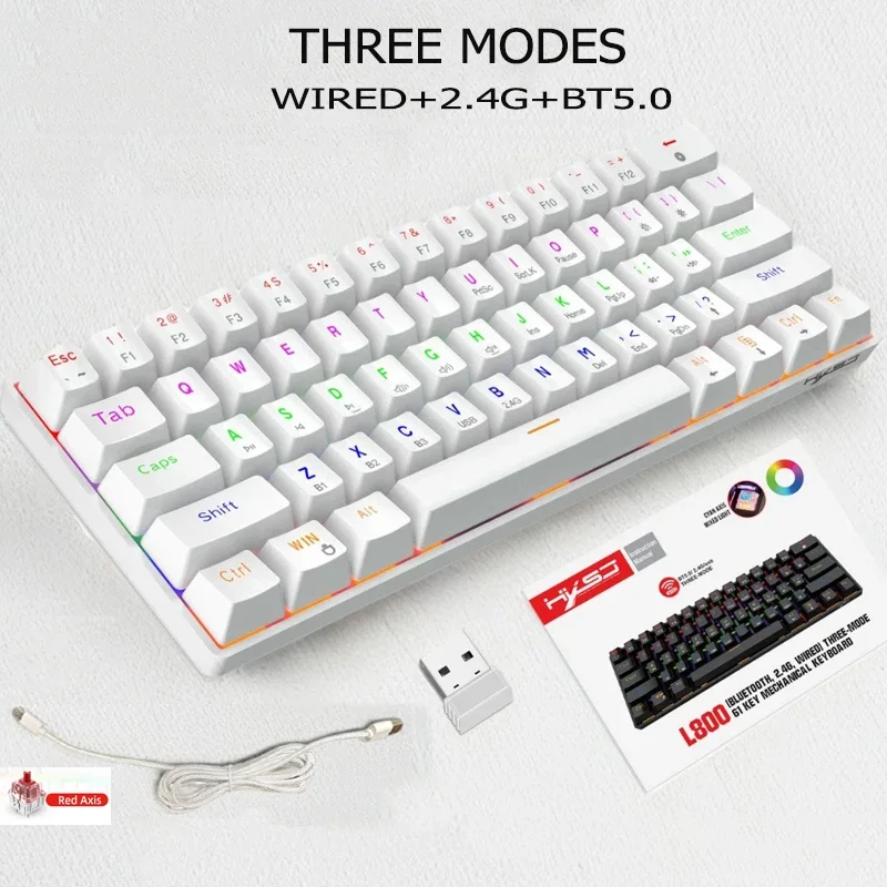 Bluetooth-USB-Mechanical-wireless-keyboard-60-ergonomic-61-Key-Gamer ...
