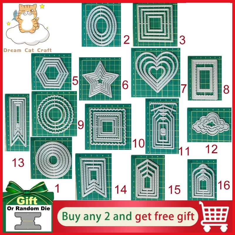 Nesting Layered Geometry Die Cut Metal Cutting Dies Stitched Circle ...