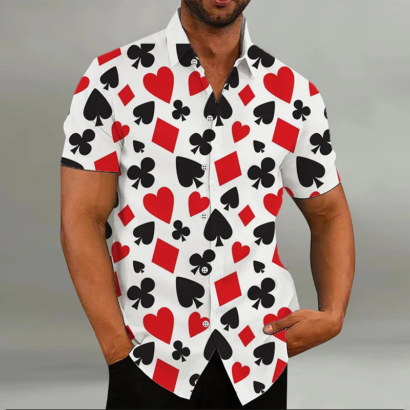 Fashion Men's Shirt Playing Cards 8 Colors Hearts Spades 3D Printing ...