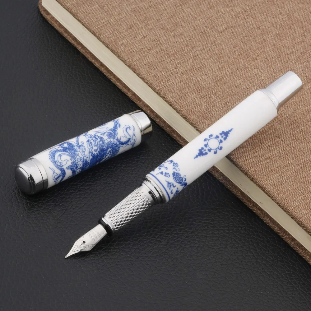 Ceramic-Fountain-Pen-Blue-And-White-Porcelain-With-Dragon-Stationery ...