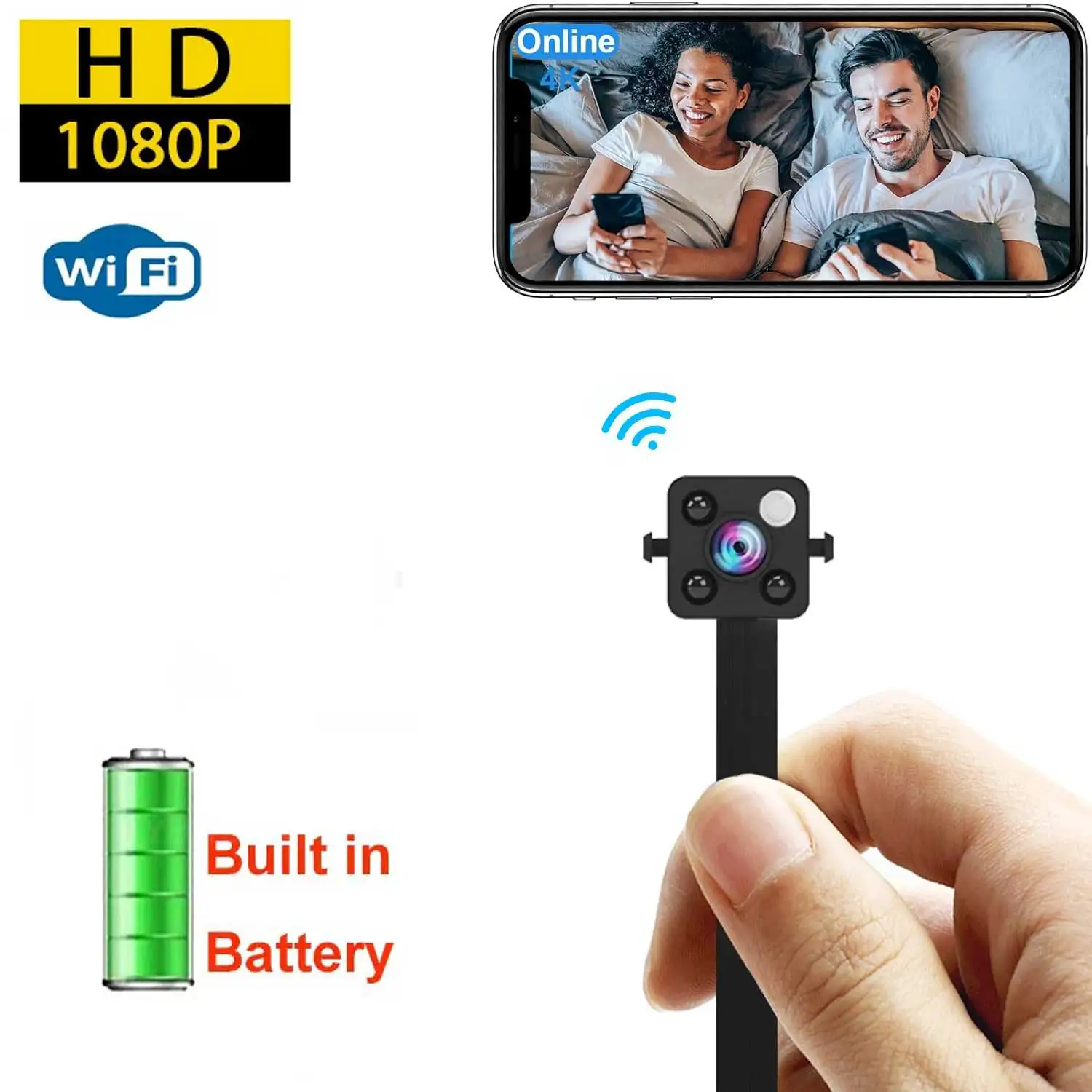 1080p Hd Small Mini Camera Wifi Built In Battery Ip Remote Monitoring Camcorder Ir Night Vision