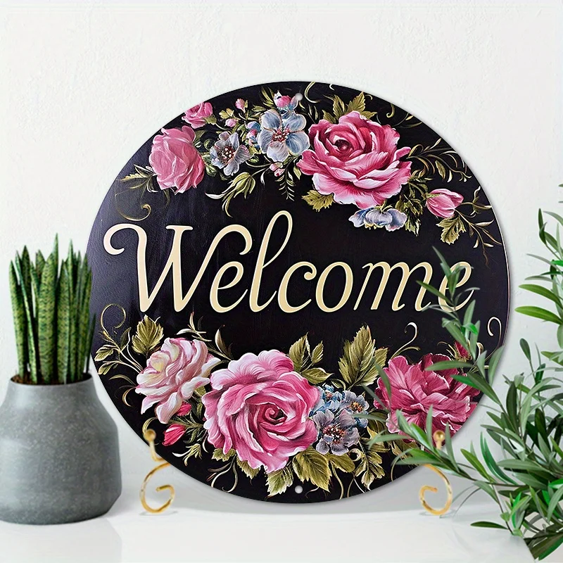 1pc-Aluminum-Metal-Sign-Round-Welcome-Metal-Sign-Decor-Home-Decor-Wall ...