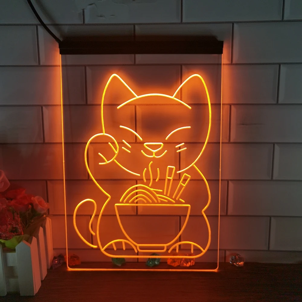 Maneki Neko Ramen Luck Cat Led Neon Sign - Plaques & Signs - AliExpress