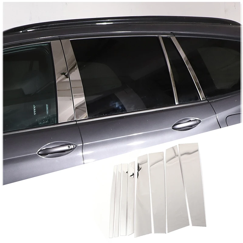 8Pcs-Stainless-Steel-Chrome-Glossy-Car-Door-Window-Center-Column-BC ...