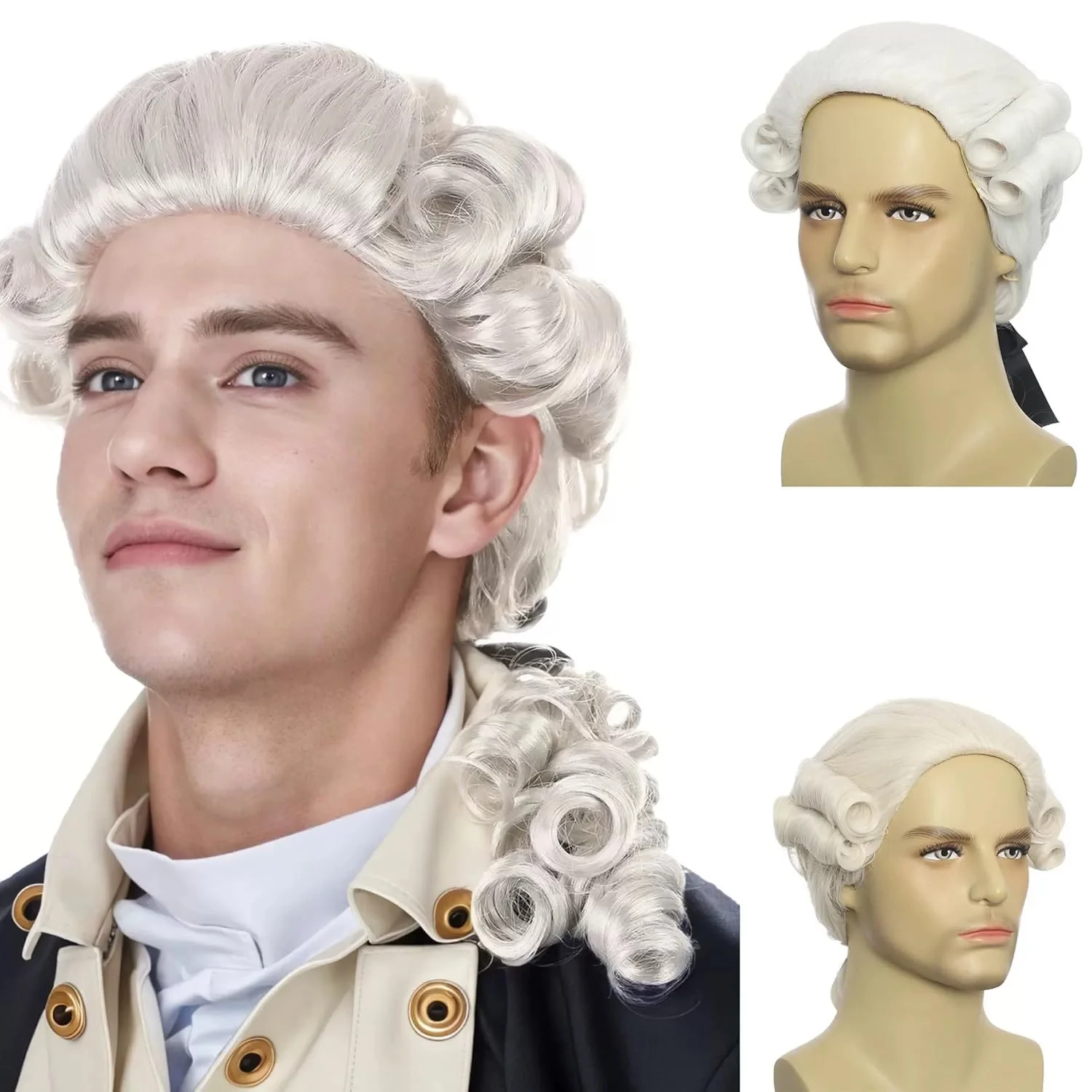 Gothic Colonial Mens Wig Washionton Hamilton Cosplay Wig Rococo Court ...