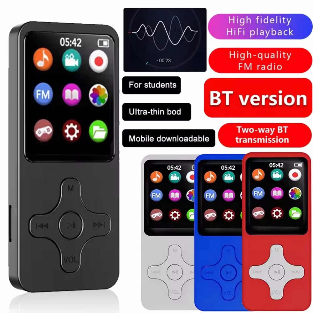 MP3 Player Portable Music Player Bluetooth 5.0 Music Stereo Player 1.8 ...