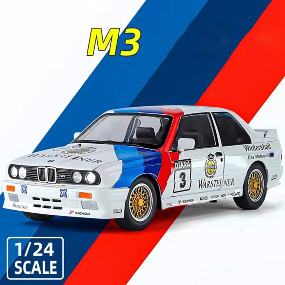 1:24 Alloy Diecast BMW M3 Cars Toys Miniature Models 4 Doors Opened ...