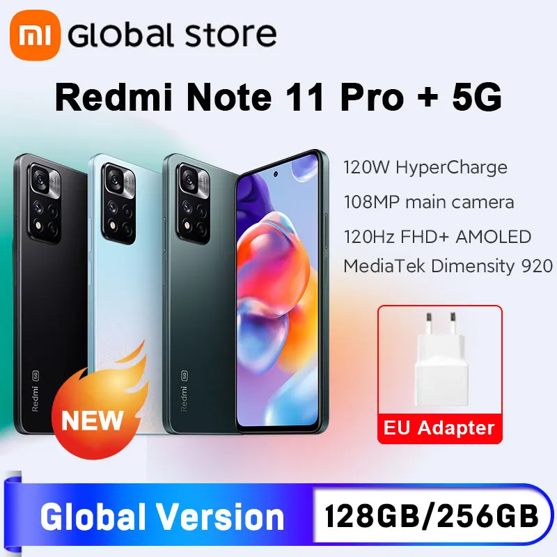 Xiaomi Redmi Note 11 Pro + 5G, versión Global, 128GB/256GB, octa-core ...