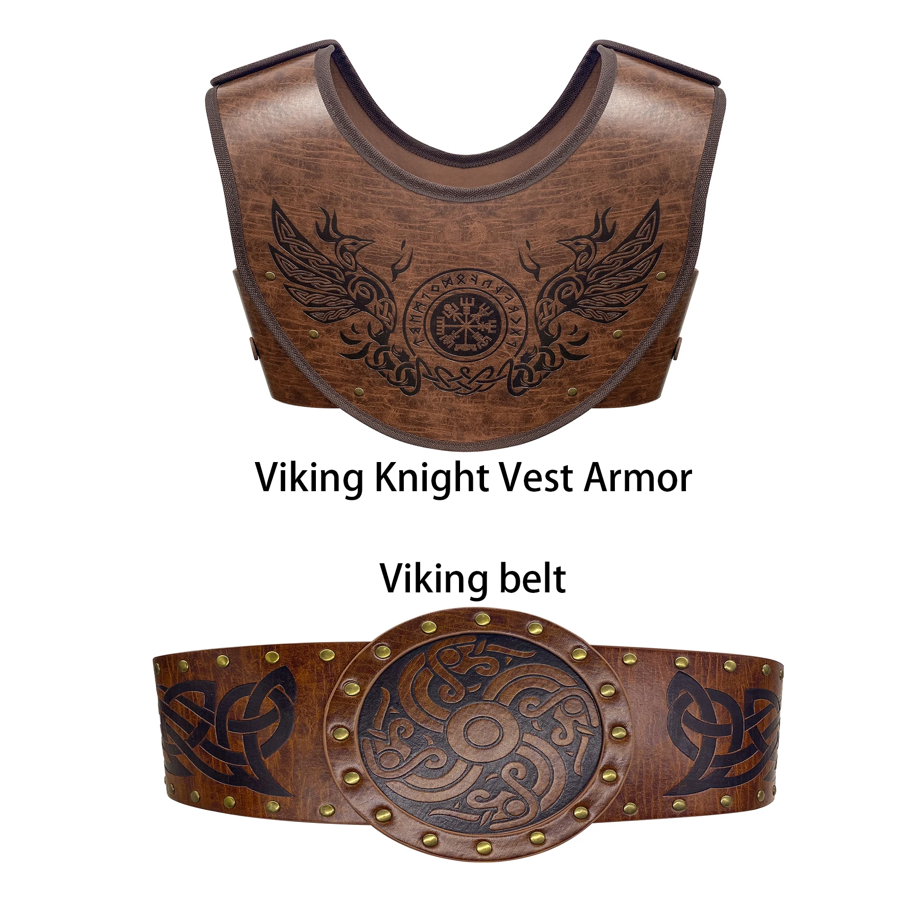 Viking Costume PU Leather Knight Vest Chest Armor Belt for men Viking ...