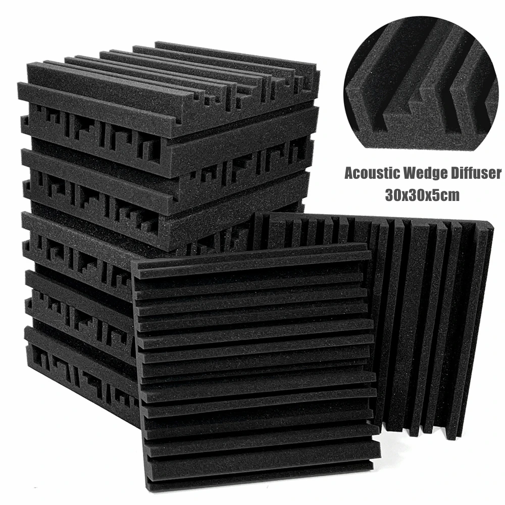6/12/24pcs Studio Acoustic Foam Panels Soundproof Sponge Diffusers Drum ...