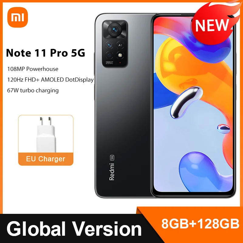 Versão Global Xiaomi Redmi Nota 11 Pro 5g Smartphone Snapdragon 695 Octa Núcleo 108mp Câmera 67w ...