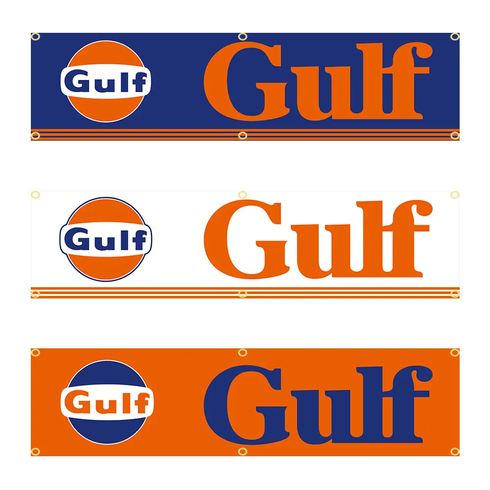 60x240cm-GULFS-OIL-BANNER-Tapestry-Polyester-Printed-Flag-Garage-or ...